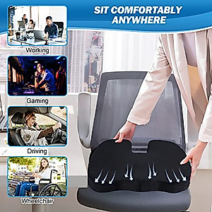 Extra Thick Coccyx Seat Cushion for Office Chair - Memory Foam Seat Cushion Pillow for Butt, Tailbone, Sciatica Pain Relief- Computer Desk Seat Cushion Pad -Soft and Firm Support