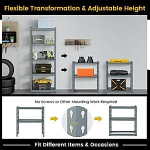 Tangkula 5-Tier Garage Storage Shelves, Heavy Duty Metal Storage Shelving Unit, Adjustable Utility Storage Rack Organizer for Warehouse Kitchen Pantry Basement, 27.5" L x 12" W x 66" H (1, Gray)