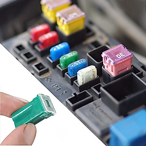 CrocSee 30 Pieces Car Fuses Assortment Kit, Tall/Standard and Low Profile Box Shaped Automotive Fuses for Pickup Trucks, Cars, RVs, and SUVs