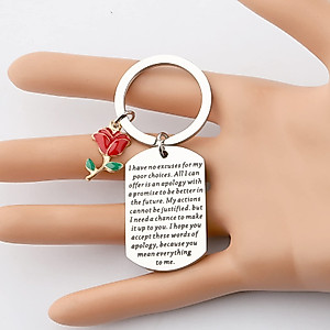 UJIMS Sorry Gifts Funny Apologizing Keychain Idea I Hope You Accept These Words Of Apology for Him Her Forgive Me Gift (Forgive Me Keychain)