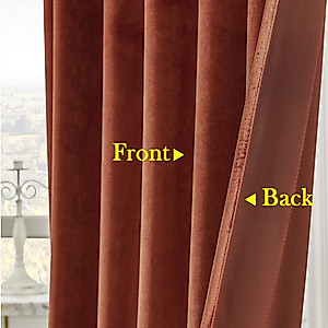 Timeper Red Velvet Curtains 96 inches - Holiday Decor Rust Velvet Curtains Back Tab Blackout Drapes Thick Soft Decorative Backdrop Curtains, Rust Red, W52 x L96, 2 Panels