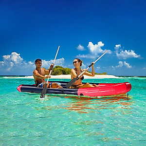 AZXRHWYGS 10 ft Inflatable Boat, 2 Person Kayak, Red, PVC Material, Fishing, Travel, with Aluminum Oars, Hand Pump, Carry Bag