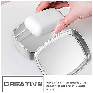 COHEALI Aluminum Tin Cans 4pcs Rectangular Empty Hinged Tin with Lid Aluminum Jar for Storage Pin Candy Jewelry Craft (9.5X7X2.8CM)