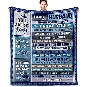 Sqovulw Gifts for Husband Gifts for Fathers Day Husband Gifts from Wife Husband Birthday Gift for Husband for Husband to My Husband Wedding for Him Throw Blanket 60x50 Inch