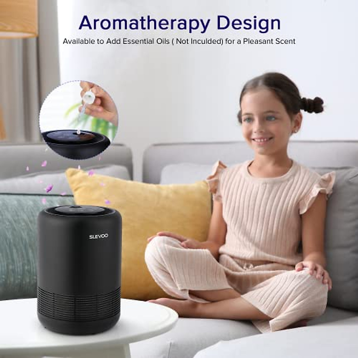 Slevoo Air Purifiers for Home with Aromatherapy, H13 True HEPA Air Purifier, Quiet Air Cleaner for Dust, Smoke, Pets Dander, Pollen, Odors - Ozone Free