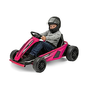 Hyper 24V Ride-On Electric Go Kart for Kids 8-14 Years, 3-Speed Setting with Drift Kart Mode, Foot Accelerated Pedal, Up to 9MPH Speed, 154 Lbs Max Weight, Ergonomic Seat & Sturdy Steel Frame, Pink