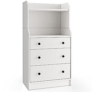 Giantex 3 Drawers Dresser for Bedroom - Modern Storage Dresser Chest of Drawers with 2 Shelves, 3 Pull-Out Drawers, Anti-toppling Device, Storage Organizer for Bedroom, Living Room, Entryway, White