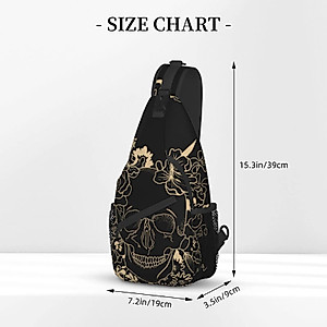 Yrebyou Skull Sling Bag For Travel Crossbody Shoulder Backpack For Women Men Chest Daypack For Traveling Hiking Outdoor