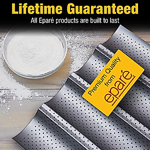 Eparé Baguette Pan for Baking - 15" x 6.5" Nonstick Bread Pans for Homemade Bread - Long Italian Bread Pan & French Bread Baker's Tray - Baquette Baking Pan Tool (US Company)