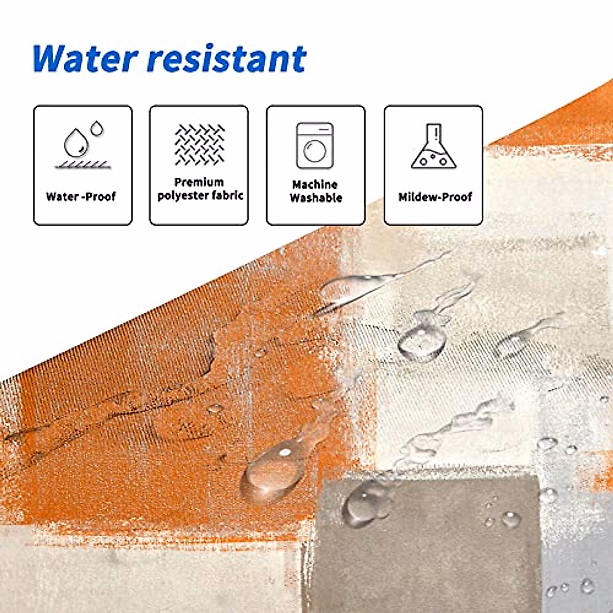 4Pcs Bathroom Shower Curtain Sets with Rugs,Modern Orange and White Painting Art Bathroom Sets with Shower Curtain and Rugs and Accessories