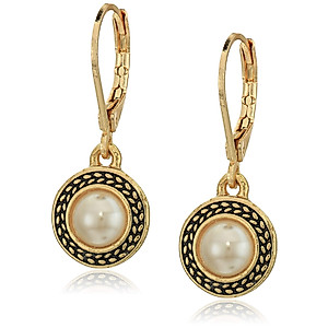Napier Women's Goldtone and Pearl Pearl Drop Leverback Earrings