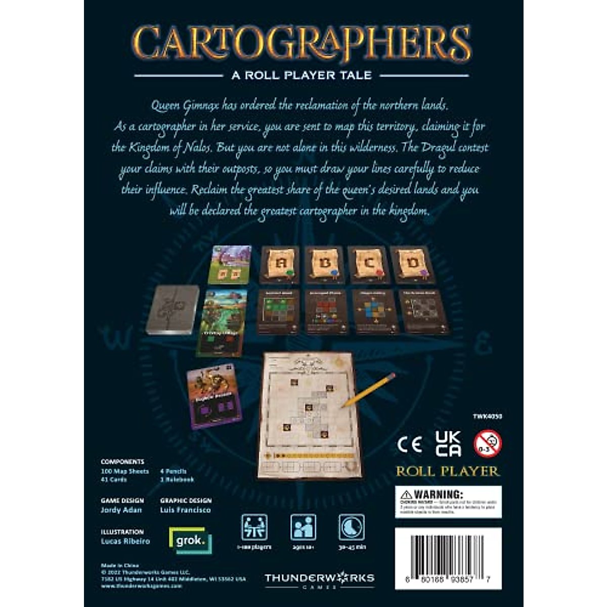 Thunderworks Games - Cartographers: A Roll Player Tale | Award-Winning Game of Fantasy Map Drawing | Strategy Board Game | Flip and Write | Family Game for 1-100 Players | 30-45 Minutes