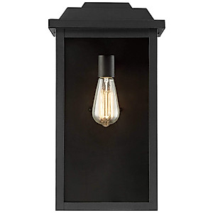 John Timberland Eastcrest Modern Outdoor Wall Light Fixture Textured Black 18 1/2" Clear Glass Panels for Exterior Barn Deck House Porch Yard Patio Outside Garage Front Door Garden Home Roof