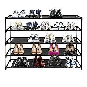 LOPJGH Shoe Racks,39-Inch Super Wide and Extra Large Combined Simple Shoe Rack 5-Tier 30-Pair Shoe Rack Cubby Organizer,Non-Woven Fabric Shoe Storage Cabinet (black)