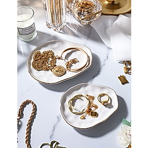 AISBUGUR Jewelry Dish,Jewelry Tray,Ring Dish, Set of 2 Large Capacity Trinket for More Jewelry, Jewelry Bowl with Beautiful Package and Greeting Card Perfect for Birthday Gifts for Women