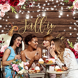 Avezano Bridal Shower Backdrop Rustic Fall Bridal Shower Decorations Fall in Love Backdrop Engagement Wedding Party Decor Wedding Backdrops for Reception 7x5ft