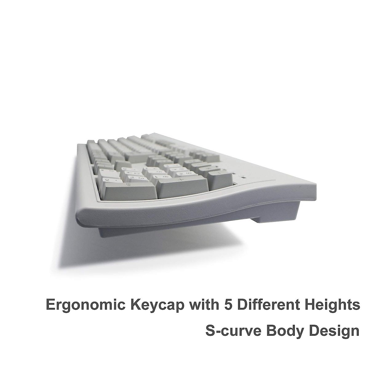 ELSRA Full Size Classic USB Wired Retro Membrane Keyboard with Numeric Keypad, Large L-Shaped Enter Key, Gray/Light Gray