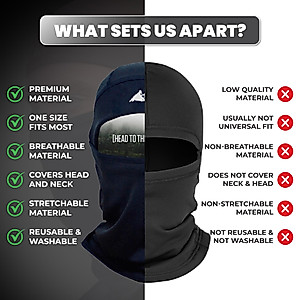 Mountain Made Balaclava Thermal Polyester Fleece Face Mask, Black, One Size