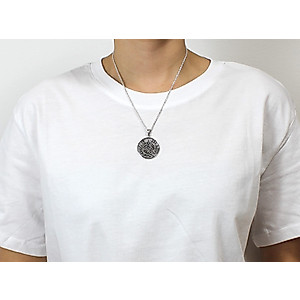 COSUMOSU 925 Sterling Silver tetragrammaton Pentacle Star Pendant Charm Eliphas Levi's Pentagram, Snake, smoke, Flower (Tetragrammaton L)