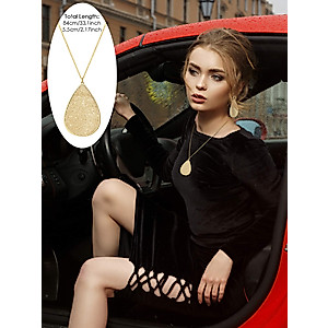 Hicarer 4 Pieces Women's Glitter Jewelry Set Bridal Wedding Multi-Layer Bracelet Faux Leather Dangle Earrings Necklace (Gold)