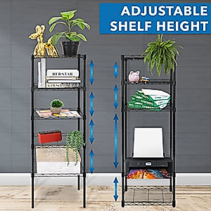 Mount-It! 5 Tier Metal Shelving Unit| - Use As Pantry Shelves, Closet Racks and Shelving or Utility Shelf for Laundry Room | Shelves Height Can be Adjusted -16 inches x 11.25 inches