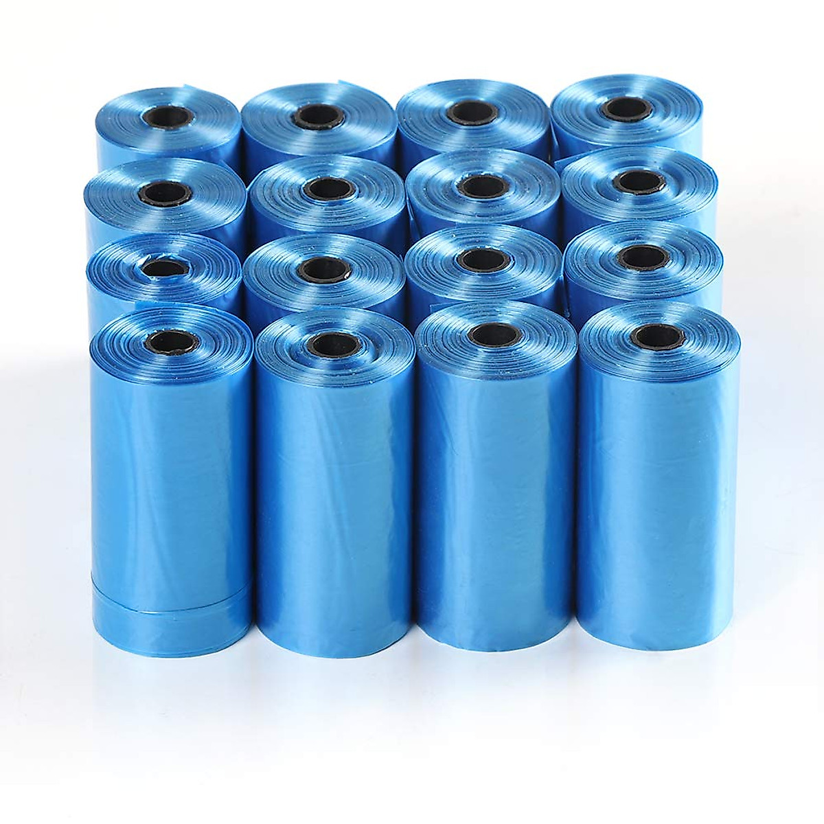 Augie's Doggies Pets Poop Bags with Free Bone-Shaped Dispenser and Leash Clip, Eco-friendly, Leak-Proof Compostable Dog Waste Bag, Bulk Pack of 16 Rolls/20 bags per roll/ 320 bags (Blue)