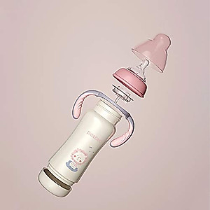 POTATO Baby Thermos Cup Water Bottle for Kids Stainless Steel Sippy Cup with 3 Kinds of Lids,Keeps Cold for 8 Hours 8 oz, Pink
