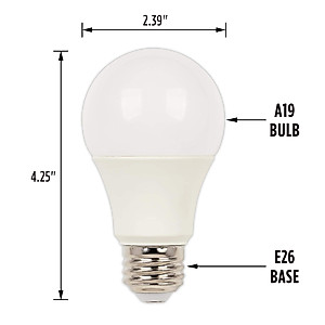 Westinghouse 5230000 14 Watt (100 Watt Equivalent) A19 Bright White LED Light Bulb, Medium Base, 2 Pack, Clear