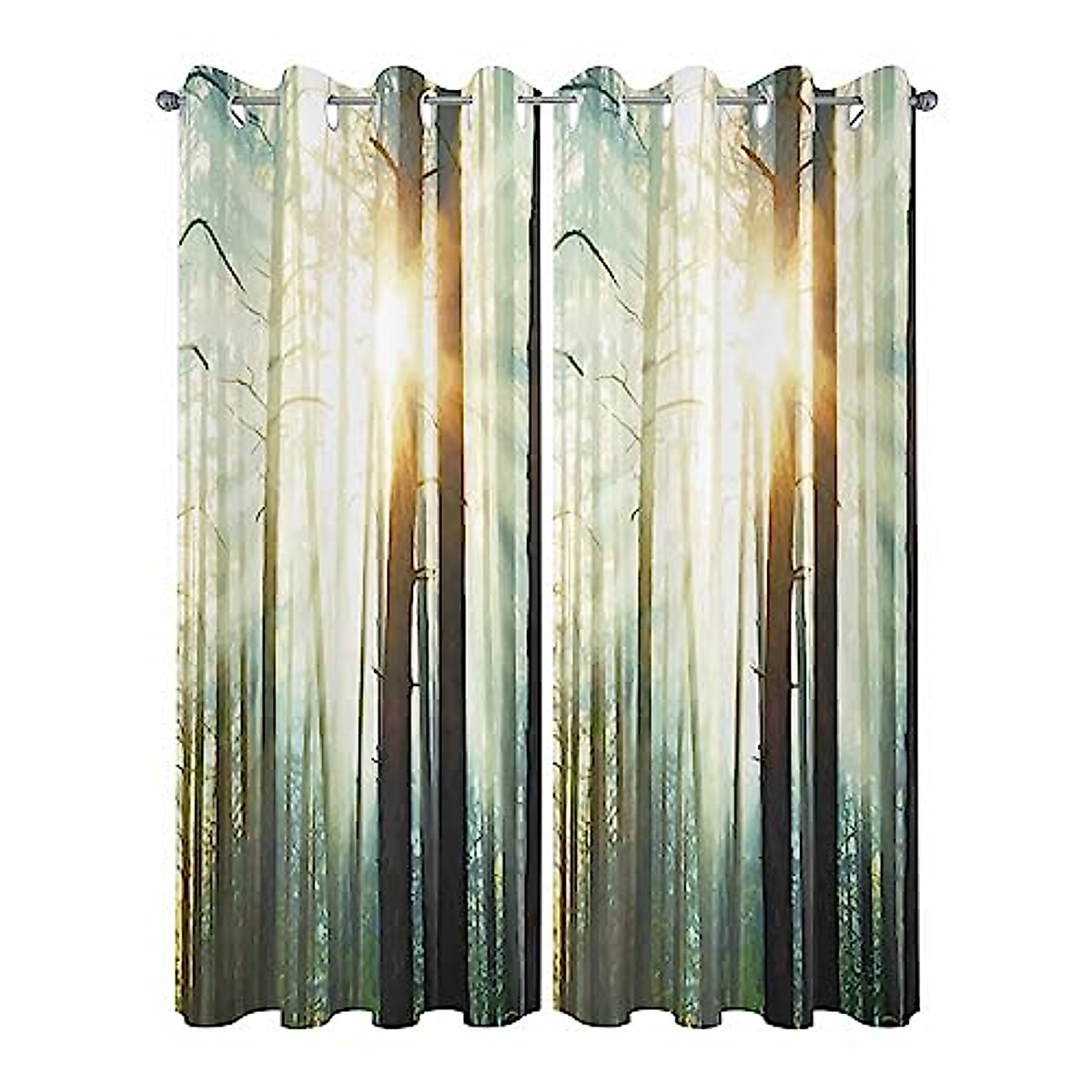 BABE MAPS Outdoor Curtains for Patio Mysterious Forest Under The Sun Waterproof Privacy Outside Curtains Grommet Top Pergola Curtains for Porch Cabana Gazebo 2 Panels, 52 x 108 inch