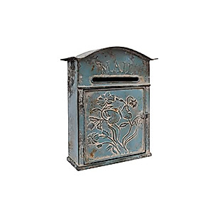 Creative Co-Op Distressed Blue Embossed Tin "Mail" Box