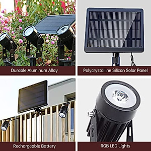 Arclight Solar Christmas Spot Lights RGB Colored Aluminum Outdoor Landscape Spotlights IP65 Waterproof Colorful LED Lighting Decorations for Garden Yard Patio Pathway House