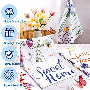 CHENGU 4 Pack Spring Kitchen Towels, Absorbent Dish Towels for Kitchen, Reusable Cleaning Towels Decorative Set, Kitchen Towel Terrycloth Tea Towels, Hand Towel for Kitchen (Wildflower Style)