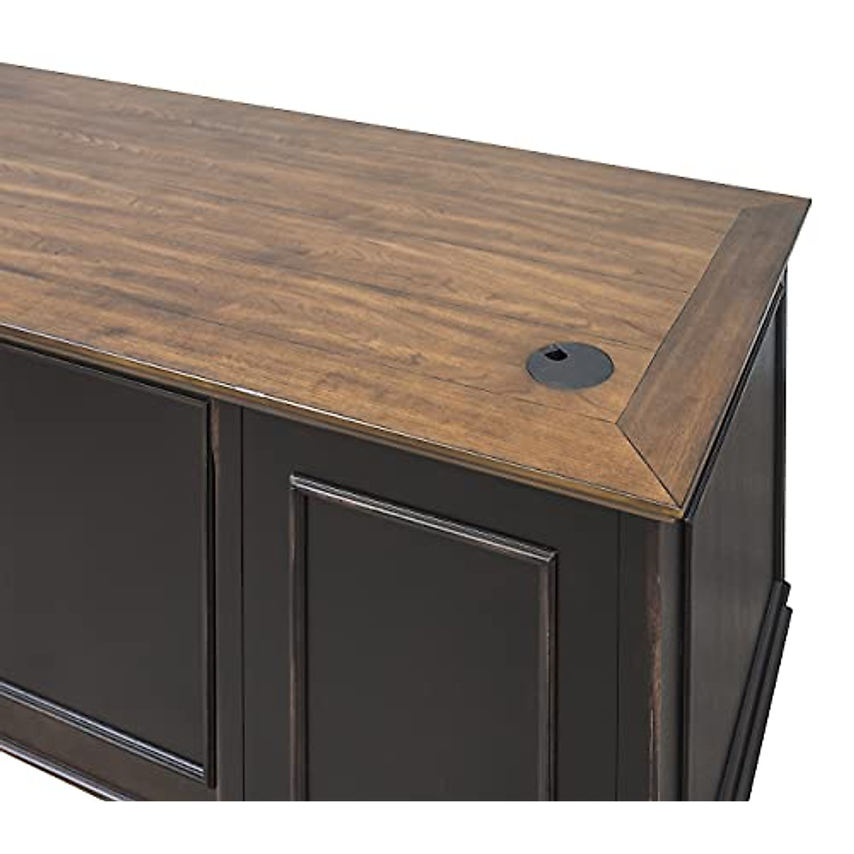 Martin Furniture Hartford Double Pedestal Shaped Desk, Brown - Fully Assembled
