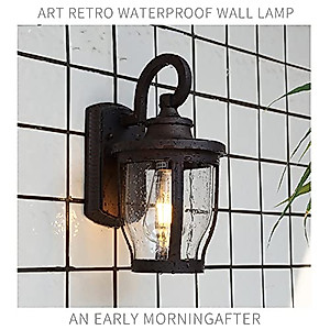 Miyole 12.5” Exterior Wall Light, Outdoor Wall Sconce Fixtures, Oil Rubbed Bronze Porch Light, Anti-Rust Wall Mount Lighting with Clear Seeded Glass for Exterior Porch Patio House Garage Farmhouse