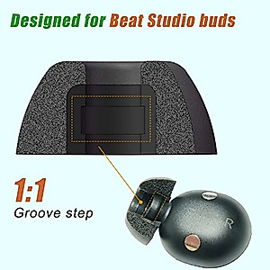 Luckvan Memory Foam Ear Tips for Beats Studio Buds Earhooks for Beats Earbuds Replacement Grip Cover for Beats Studio Buds Ear Tips fit in Charging Case, Black