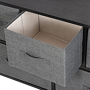 ZENY Extra Wide Dresser Storage Tower - Storage Tower Unit for Bedroom, Hallway, Closet, Office Organization - Steel Frame, Wood Top, Easy Pull Fabric Bins - 5 Drawers