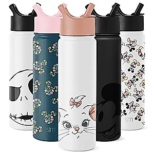 Simple Modern Disney Aristocats Water Bottle with Straw Lid Vacuum Insulated Stainless Steel Metal Thermos | Gifts Reusable Leak Proof Flask for Gym, Travel | Summit Collection | 22oz Aristocats