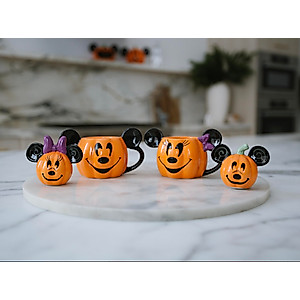 Disney Mickey Mouse and Mickey Mouse Jack O'lantern Salt and Pepper Shakers | Cute Ceramic Housewarming Gifts For Men and Women And Kids | Official Disney Licensee | 1 Set