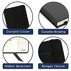 AT-A-GLANCE 2023 Weekly & Monthly Planner, Plan. Write. Remember, 5" x 8-1/4", Small, Pocket, Hardcover, Black (706D1005)