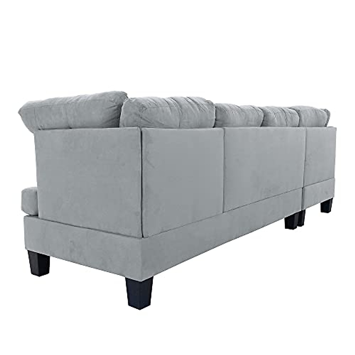 Casa Andrea Milano 3 Piece Modern Tufted Micro Suede L Shaped Sectional Sofa Couch with Reversible Chaise & Ottoman