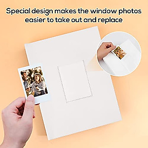 128 Pockets Photo Album with Writing Space, Front Window, Polaroid Photo Albums 3 Inch Compatible with Fujifilm Instax Mini 12 11 9 8 7+ 90 40, Polaroid 300, K-pop Photocards (White)