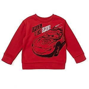 Disney Pixar Cars Lightning McQueen Toddler Boys Fleece Sweatshirt Red 3T