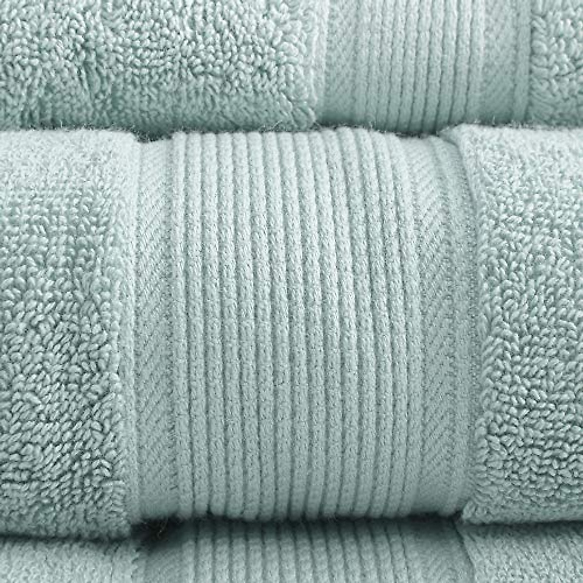 Madison Park Signature 800GSM 100% Cotton Luxurious Bath Towel Set Highly Absorbent, Quick Dry, Hotel & Spa Quality for Bathroom, Multi-Sizes, Seafoam 8 Piece