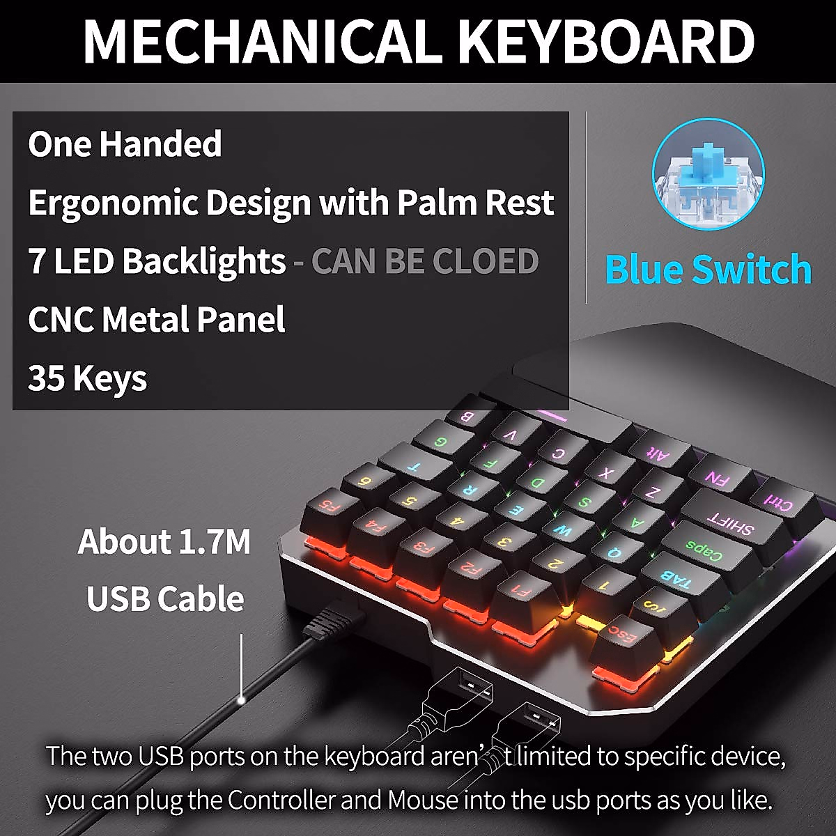 IFYOO KMAX1 Pro Wired Gaming Keyboard and Mouse Set Adapter Converter for Xbox One / PS4 / Switch / PS3 / PC(Windows/Linux) - [Included USB Sync Cable for Controller]