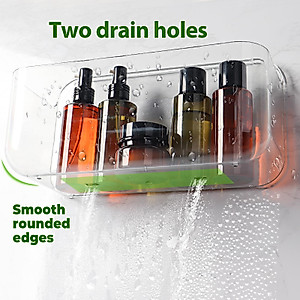 SBYURE 2 Pack Shower Organizer,Adhesive Clear Acrylic Shower Organizer, Self Adhesive Wall Mount Shower Caddy Without Drilling for Bathroom Kitchen Storage