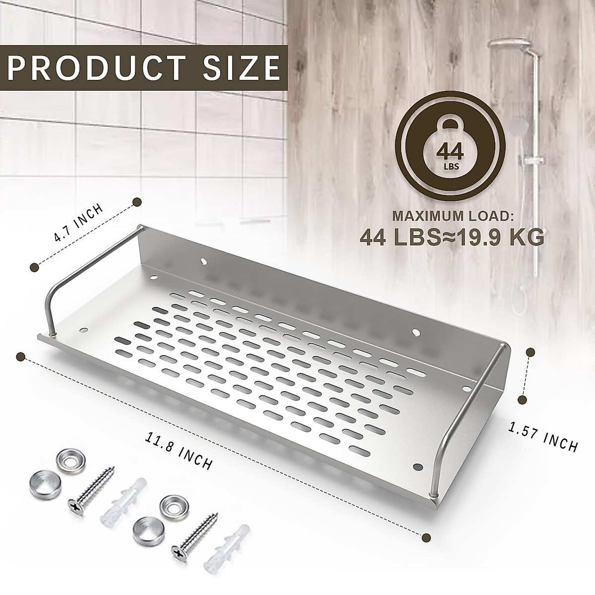 YZNBIK Shower Caddy Organizer Shelves Rack, 2 Pack Bathroom Organizers and Storage, Rustproof 304 Stainless Steel Wall Home Storage and Organization, Silver