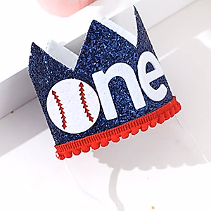 Baseball 1st Birthday Banner-1st Birthday Crown, Baseball Theme High Chair Banner, Cake Flag, All-Star Birthday, Our Little All-Star, Baseball 1st Birthday Decoration (Baseball Hat)
