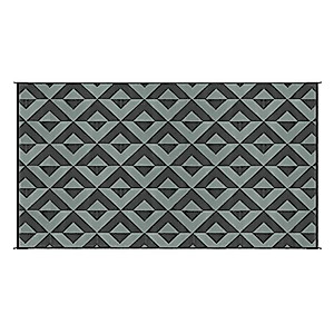 Rv Mat Patio Rug Geometric Triangle Pattern 9x16 Black/Grey