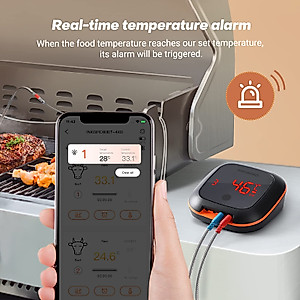 INKBIRD150ft Bluetooth Grill Meat Thermometer, Meat Thermometer for BBQ, Grilling,with Rotatable Screen,Temperature Alarm, Timer