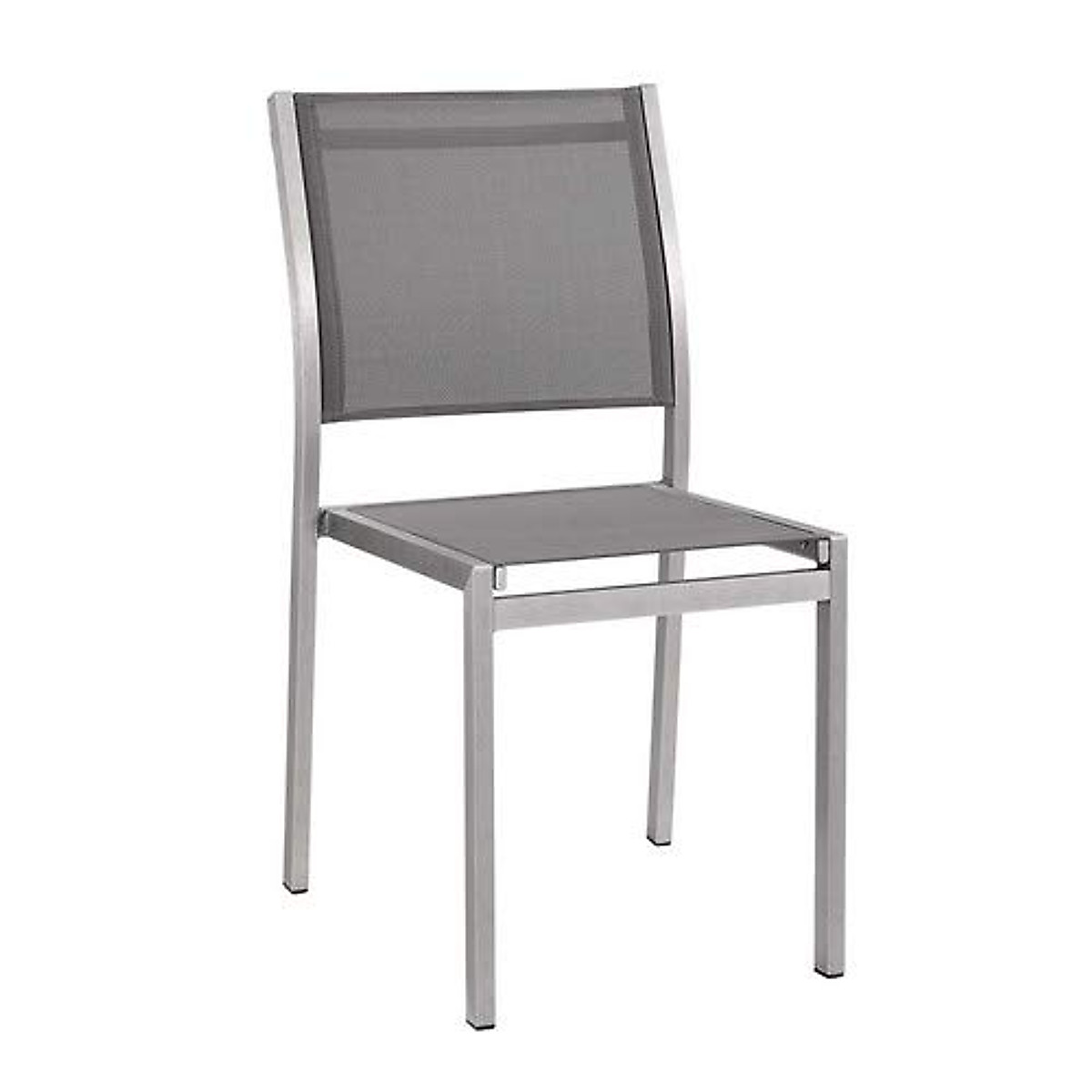 Modway Shore Outdoor Patio Aluminum Set of 2 Side Chair in Silver Gray